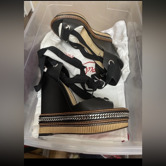 Christian Louboutin | Shoes | Christian Louboutin Tribuli Lace Up Wedge ...